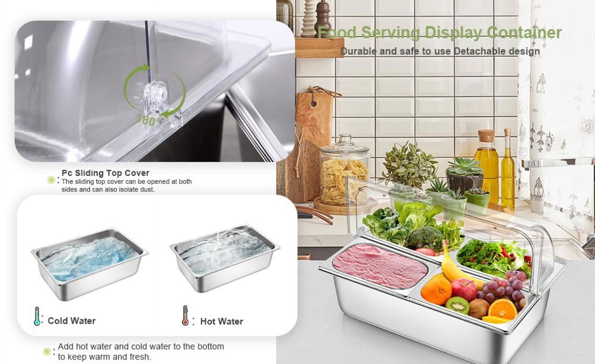 Xianers Ice Chilled Party Platter 4 Pan Countertop Ice Food Serving ...