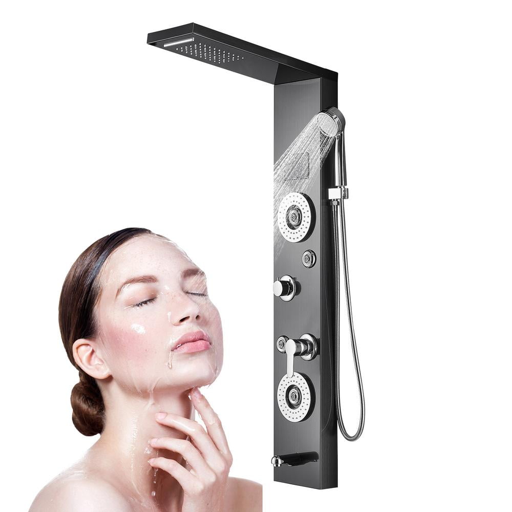 Xianers Massage Shower Panel LED Waterfall Rainfall Wall-Mounted Shower ...