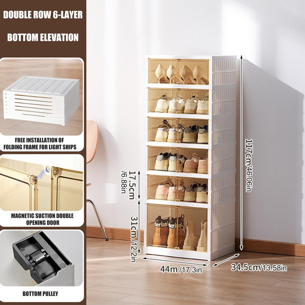 Xianers Shoe Rack Narrow Shoe Rack with Covers 6 Tiers Tall Shoe Rack ...