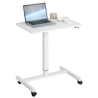VIVO White Mobile Height Adjustable Stand Up Desk Workstation ...