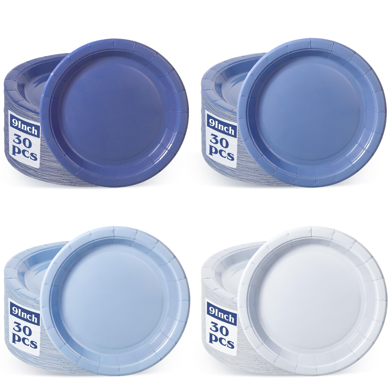 Xiangqu 120 Pcs Dusty Blue Paper AFN1Plates,Boy Baby Shower Plate Set 9 ...