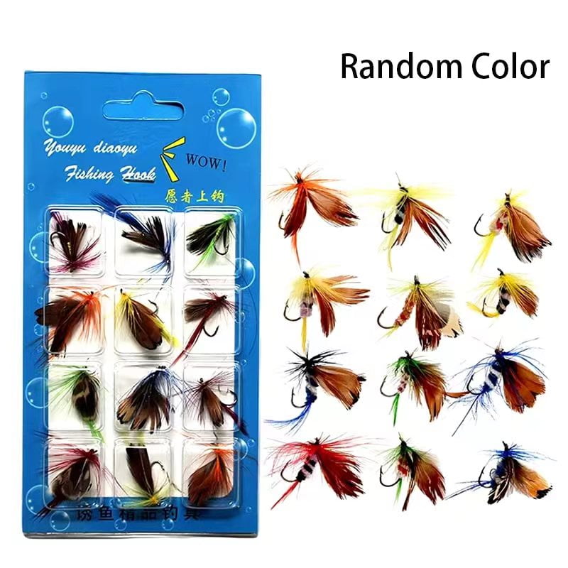 Xiao Hang 12pcs Natural Insects Flies Fishing Lures Set With Dry Fly ...