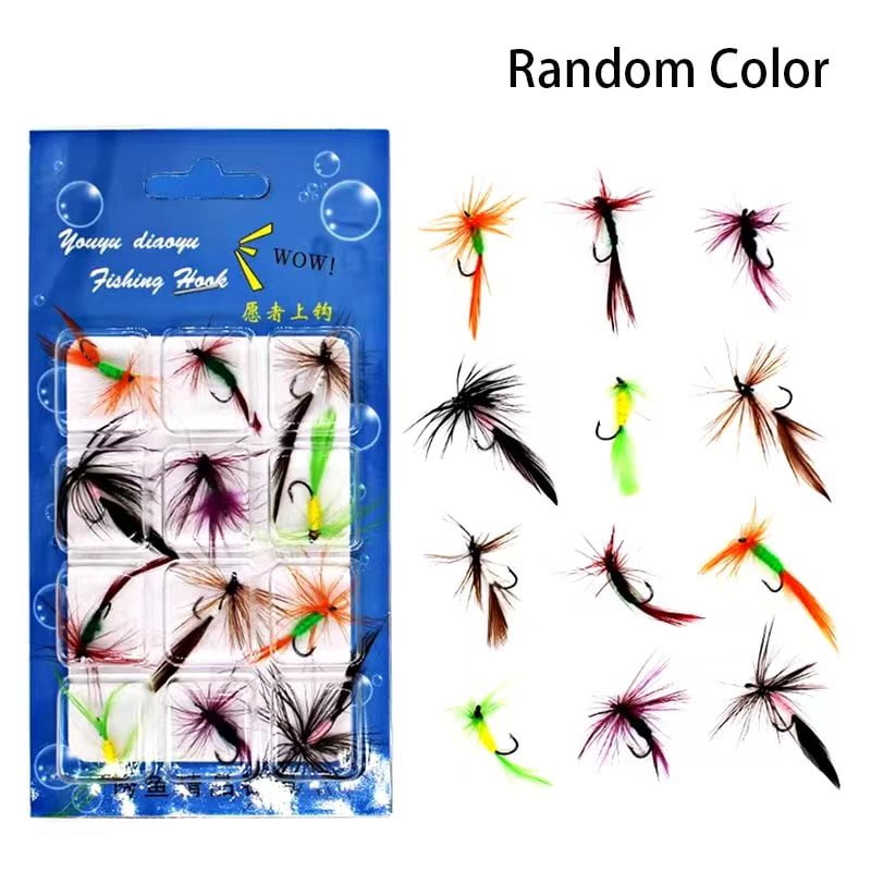 Xiao Hang 12pcs Natural Insects Flies Fishing Lures Set With Dry Fly ...