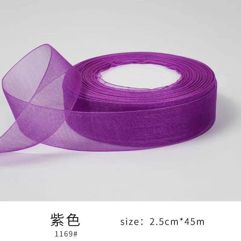 Xiao Hua 1 roll Purple transparent ribbon -0.98 inches wide, gift ...