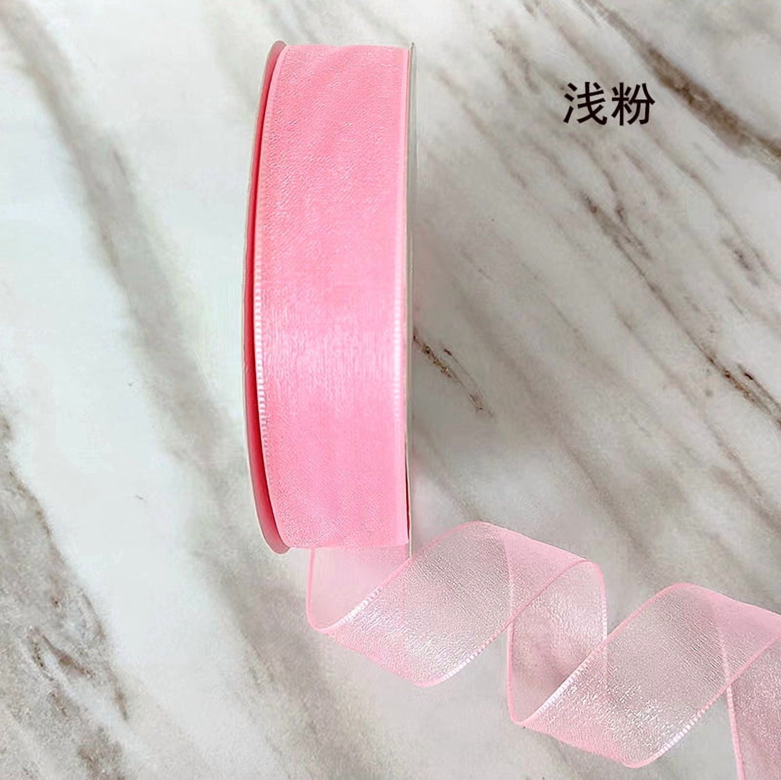 Xiao Hua 2 rolls Light pink chiffon ribbon -0.98 inches wide, 50 yards ...