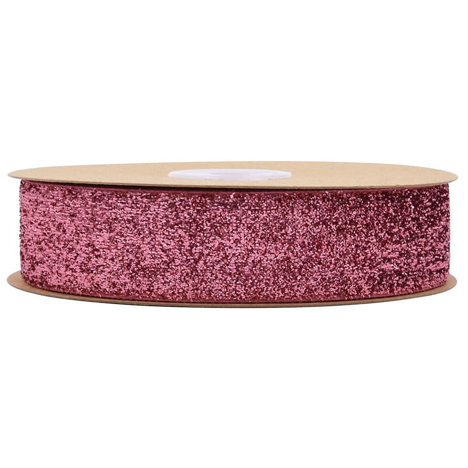 Xiao Hua 2 rolls deep pink shiny metal velvet ribbon 0.98 inches wide ...