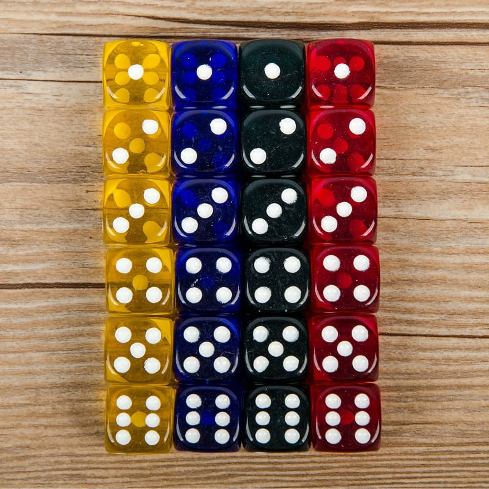 Xiao Hua 24 piece 16MM round corner dice party prop 4-color transparent ...
