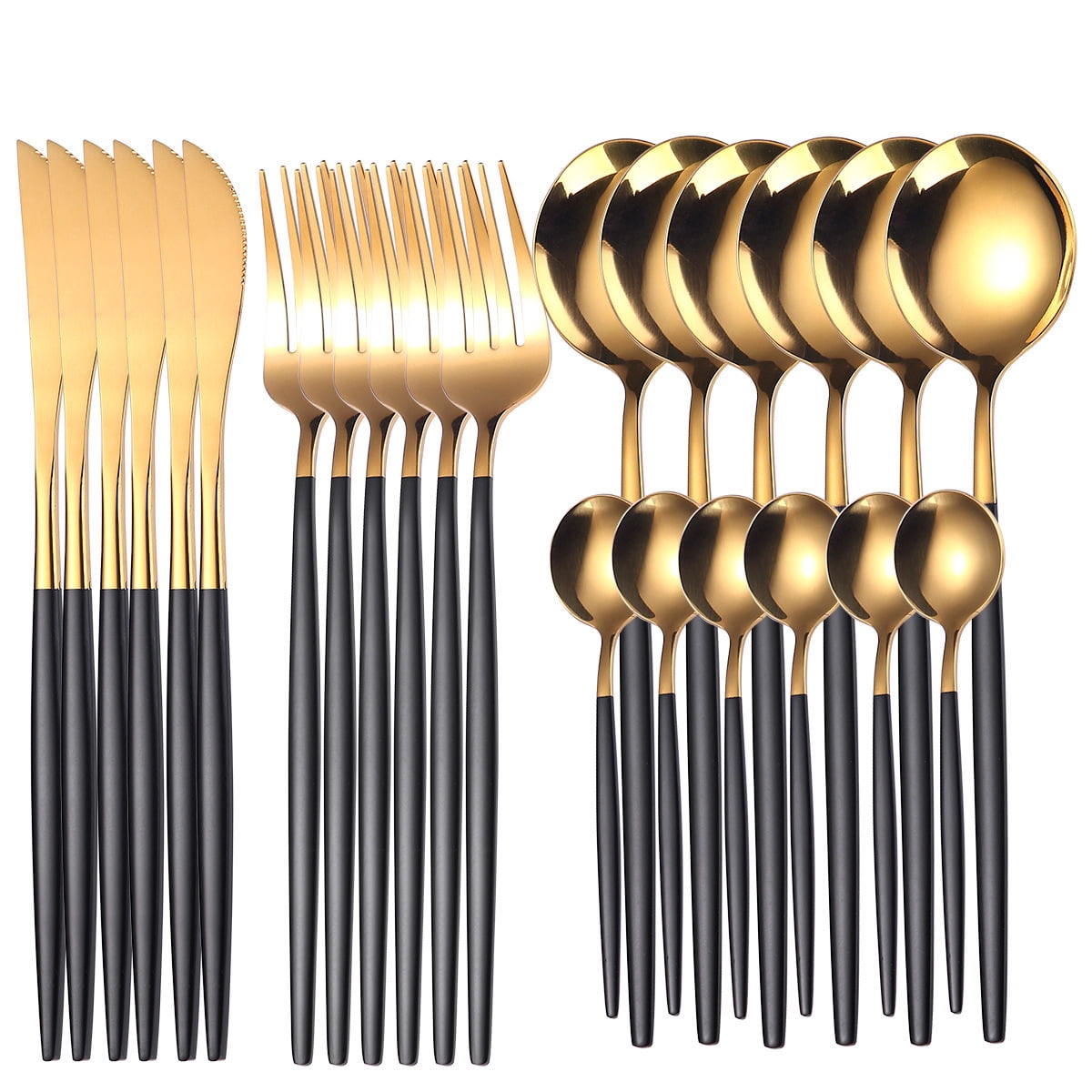 Xiao Hua Black handle stainless steel cutlery set 24 pieces (6 people ...
