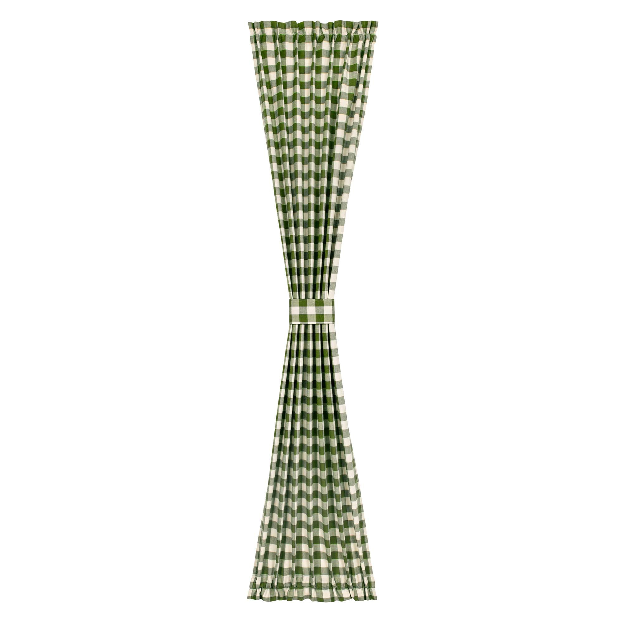 Xiao Hua Green and White Buffalo Check Door Window Curtain with Tieback ...