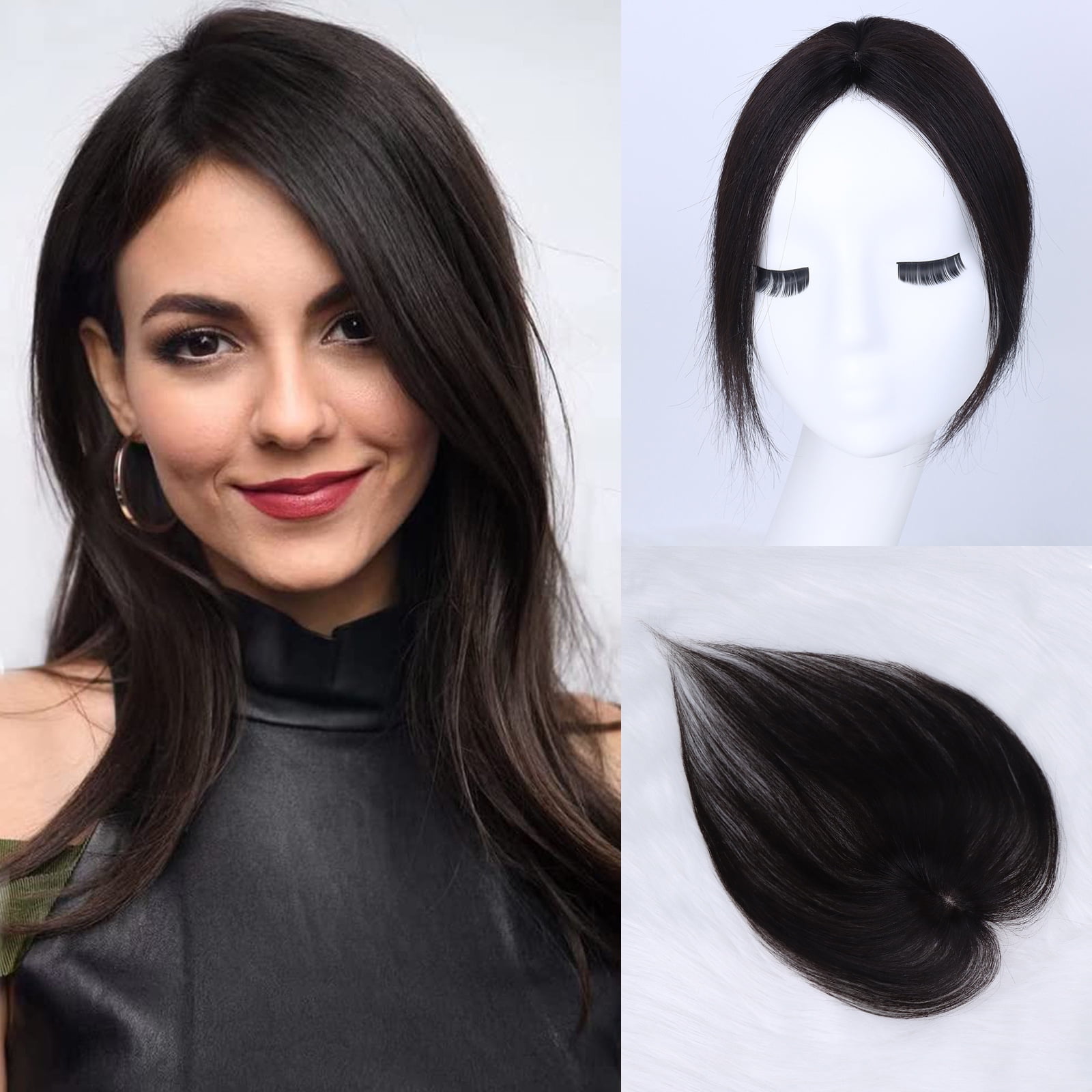 Xiao Hua Hair Toppers For Women Clip In Bangs Mocha Brown Human Hair ...