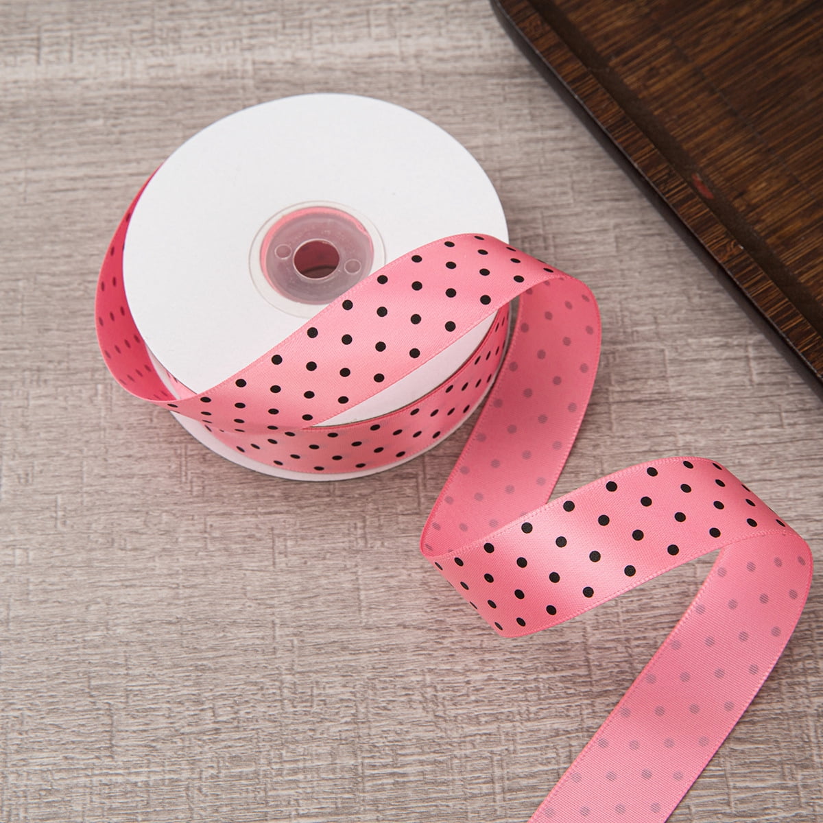 Xiao Hua Rose Pink polka dot ribbon, 0.98 inches x 25 yards long, used ...