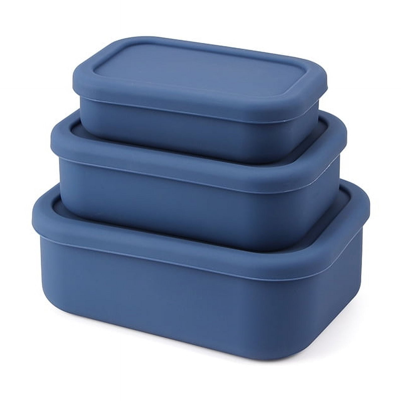 Xiao Hua Silicone Food Storage Containers Set of 3 - Bento Lunch Box Silicone Container with Lid ...