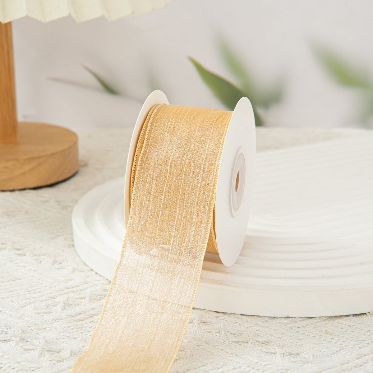 Xiao Hua khaki chiffon ribbon -2 pieces, 1.5 inches wide and 10 yards ...