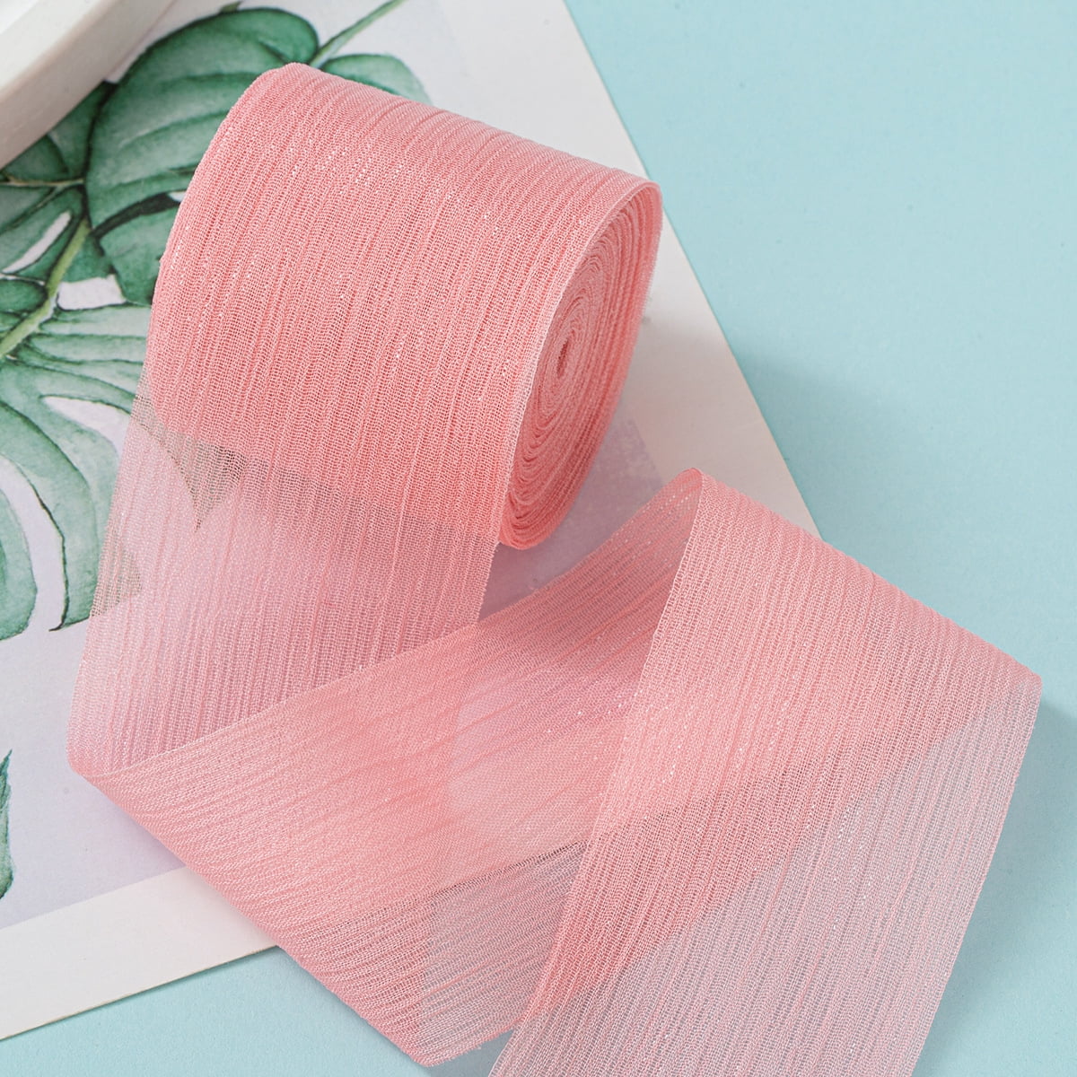 Xiao Hua pink pleated ribbon -2 pieces, 1.57 inches wide, 5-meter-long ...