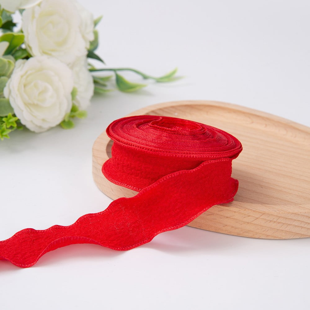 Xiao Hua red Ruffle Ribbons -2 pieces, 0.98 inches wide, 9 meters long ...