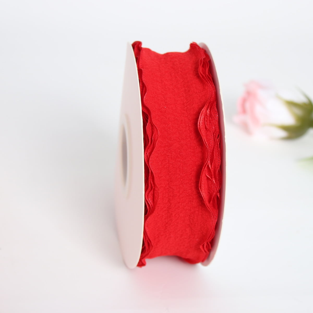 Xiao Hua red ruffled satin ribbon 1.57 inches x 10 yards long, used for ...