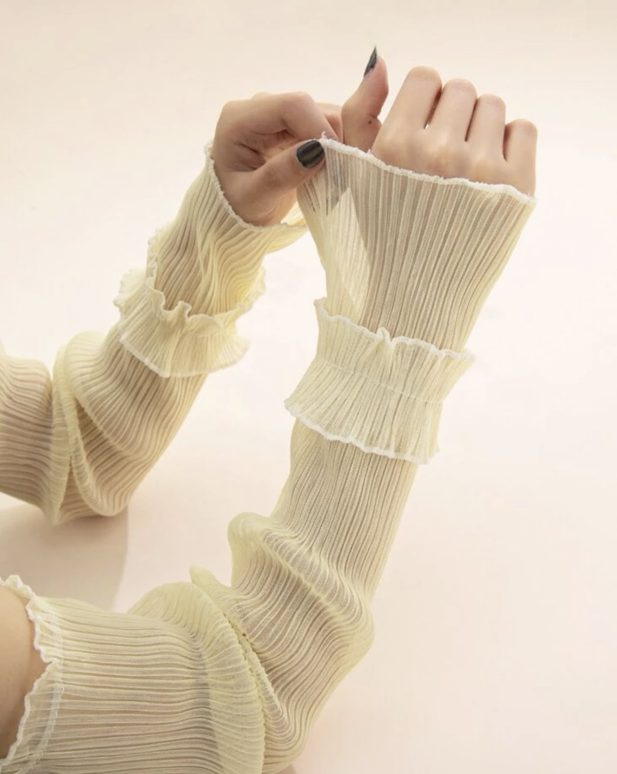 Xiao Hua transparent mesh lace arm sleeves, long ultra-thin lace gloves ...