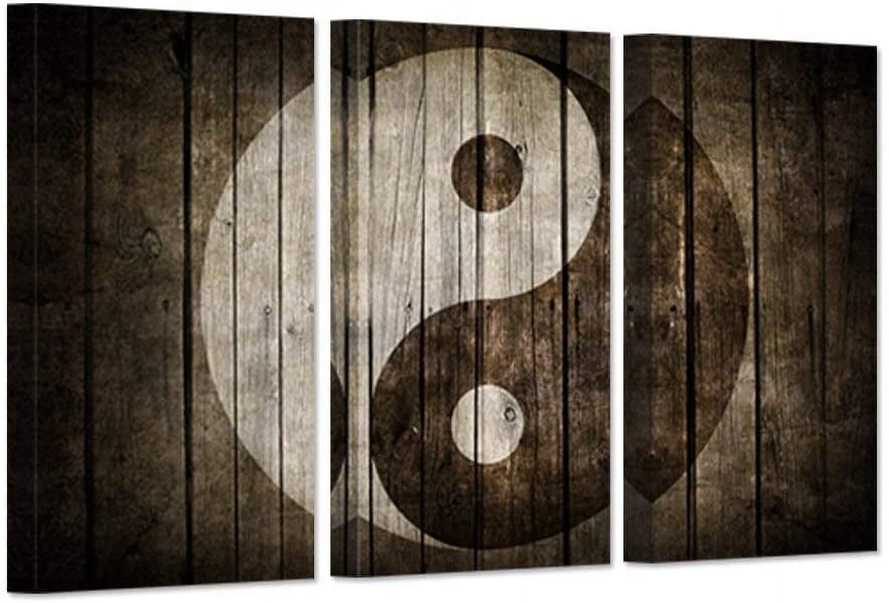 Xiao Vintage Yin Yang Wall Art Black And White Yin Yang Symbol Rustic ...