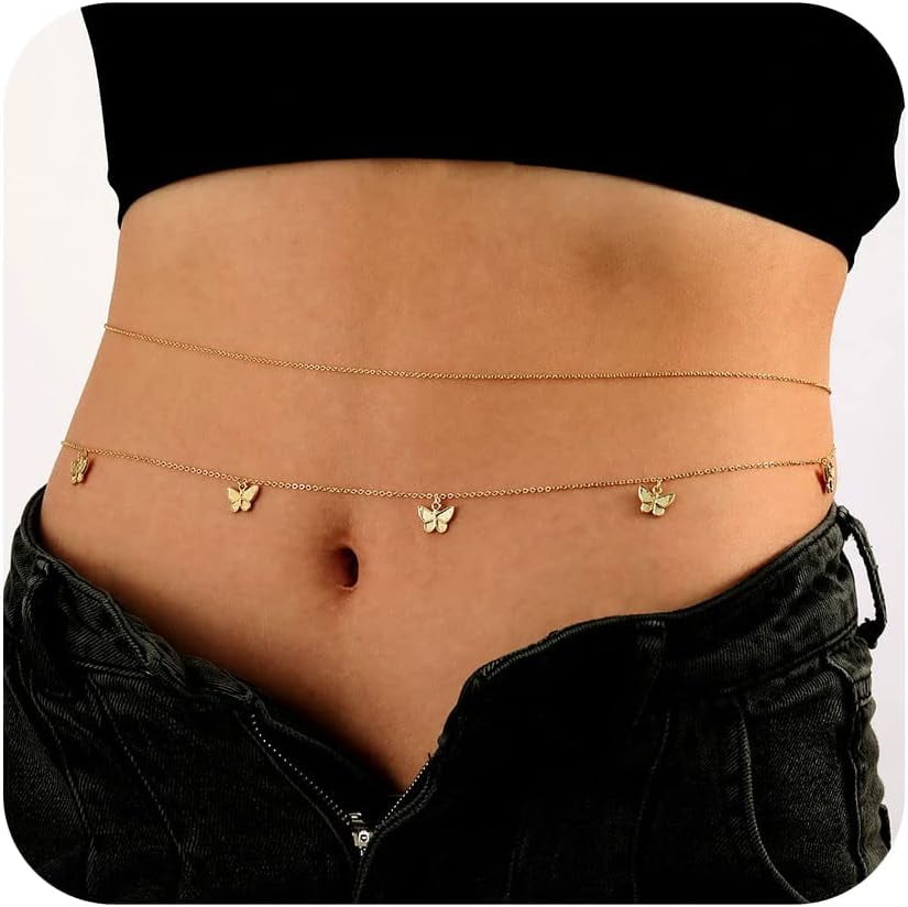 XiaoBanDeng 2PCS 25-43Inch Waist Chain Minimalist Pearl Belly Body ...