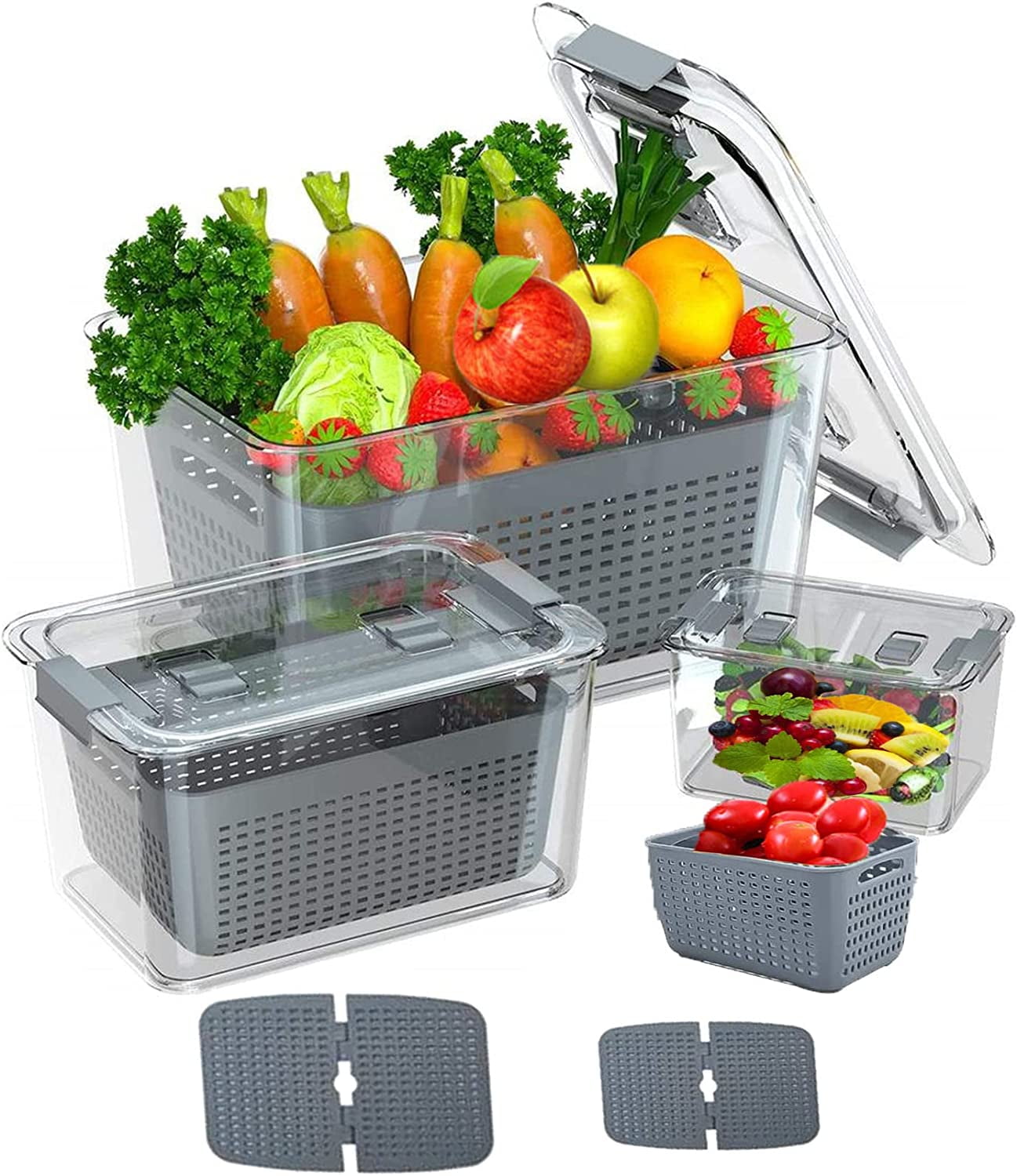 XiaoBanDeng 3-pack Vegetable and Fruit Storage Containers for Fridge ...