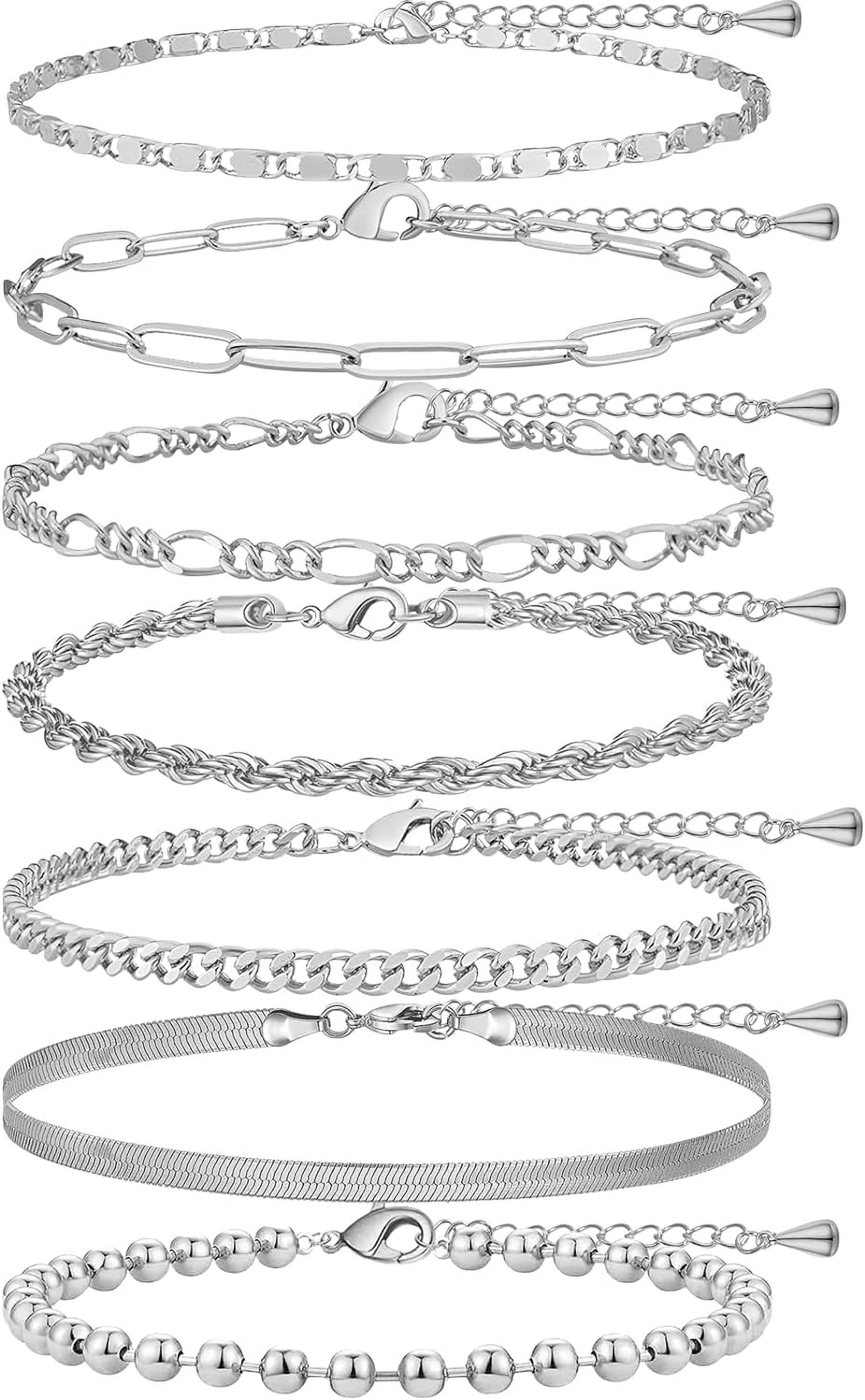 XiaoBanDeng Anklet Bracelets for Women Waterproof, 925 Sliver Dainty ...