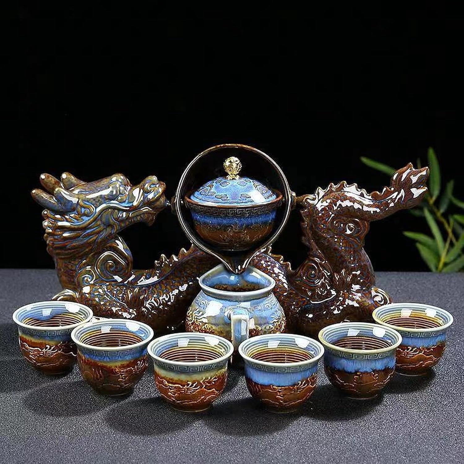 XiaoBanDeng Chinese Gongfu Tea Set Gift Box, Chinese Dragon Shape, Pure ...