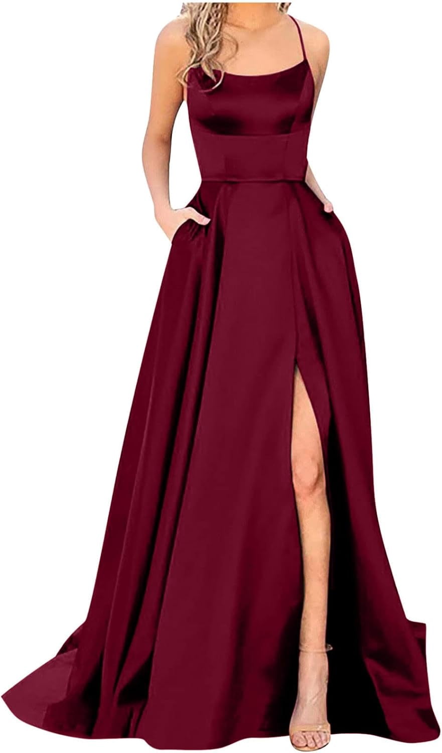 XiaoBanDeng Elegant Long Prom Dresses for Women Formal Dresses Ruched ...