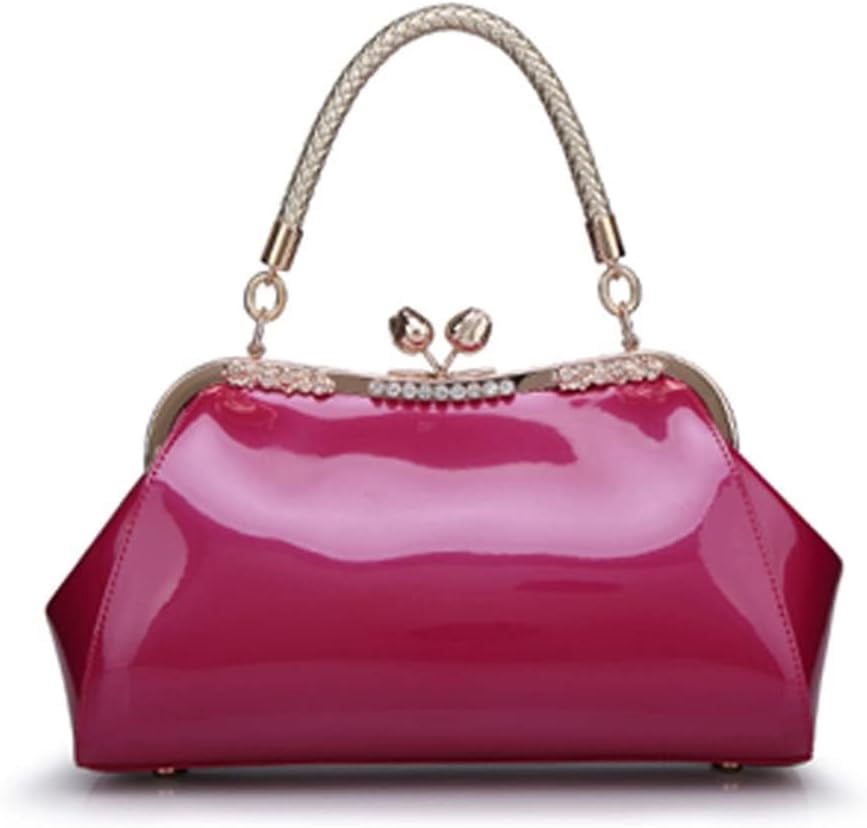 XiaoBanDeng Glossy Patent Leather Handbags Women Kiss Lock Purse Top ...