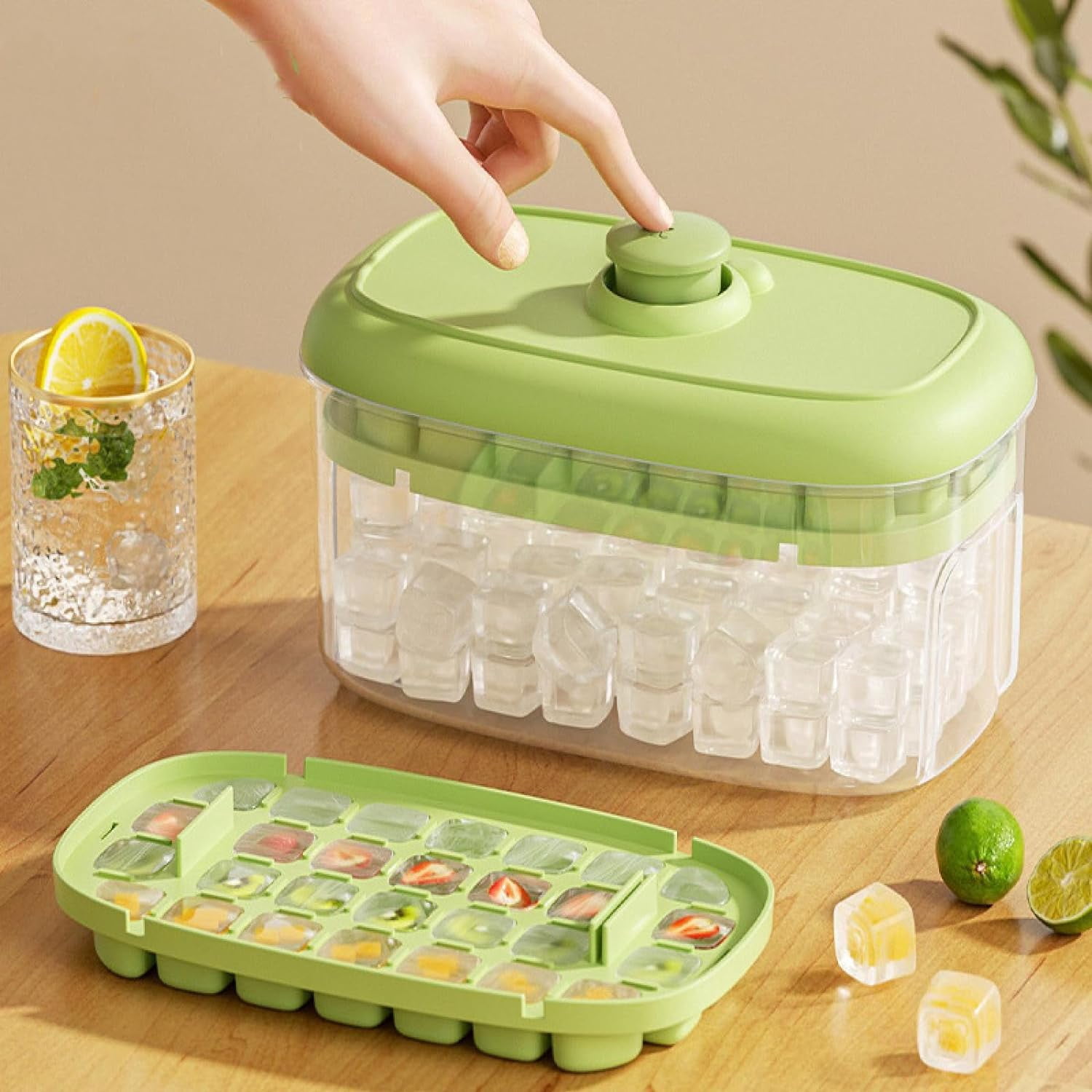XiaoBanDeng Press the ice cube , the household ice box storage model ...