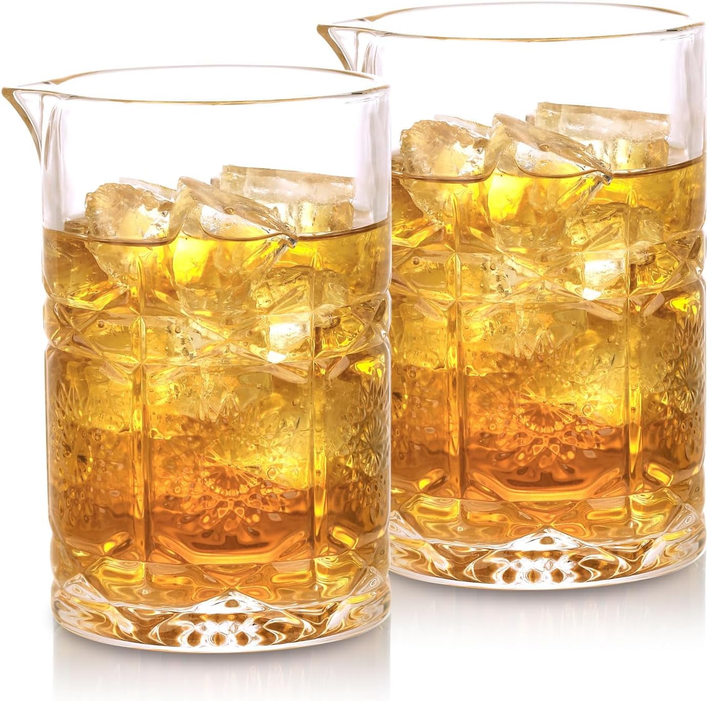 XiaoBanDeng Set of 2 20oz Crystal Cocktail Mixing Glass Cocktail ...