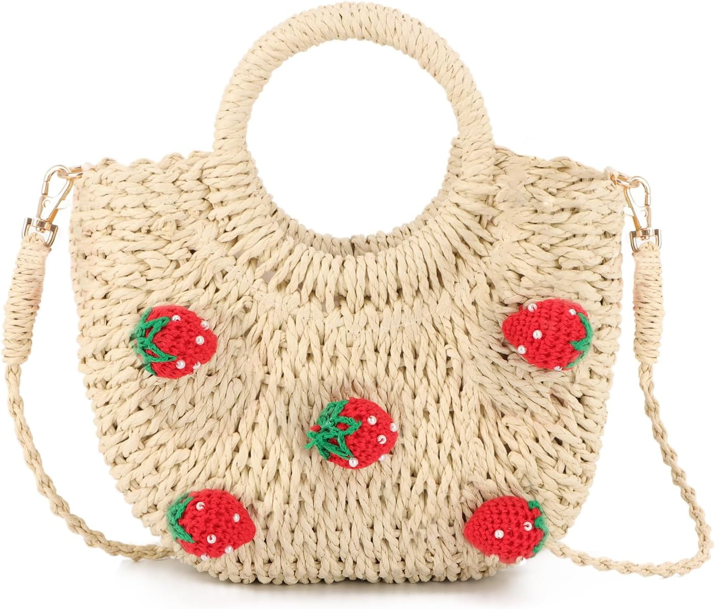 XiaoBanDeng Straw Beach Handbag Tote for Women Summer Rattan Woven ...