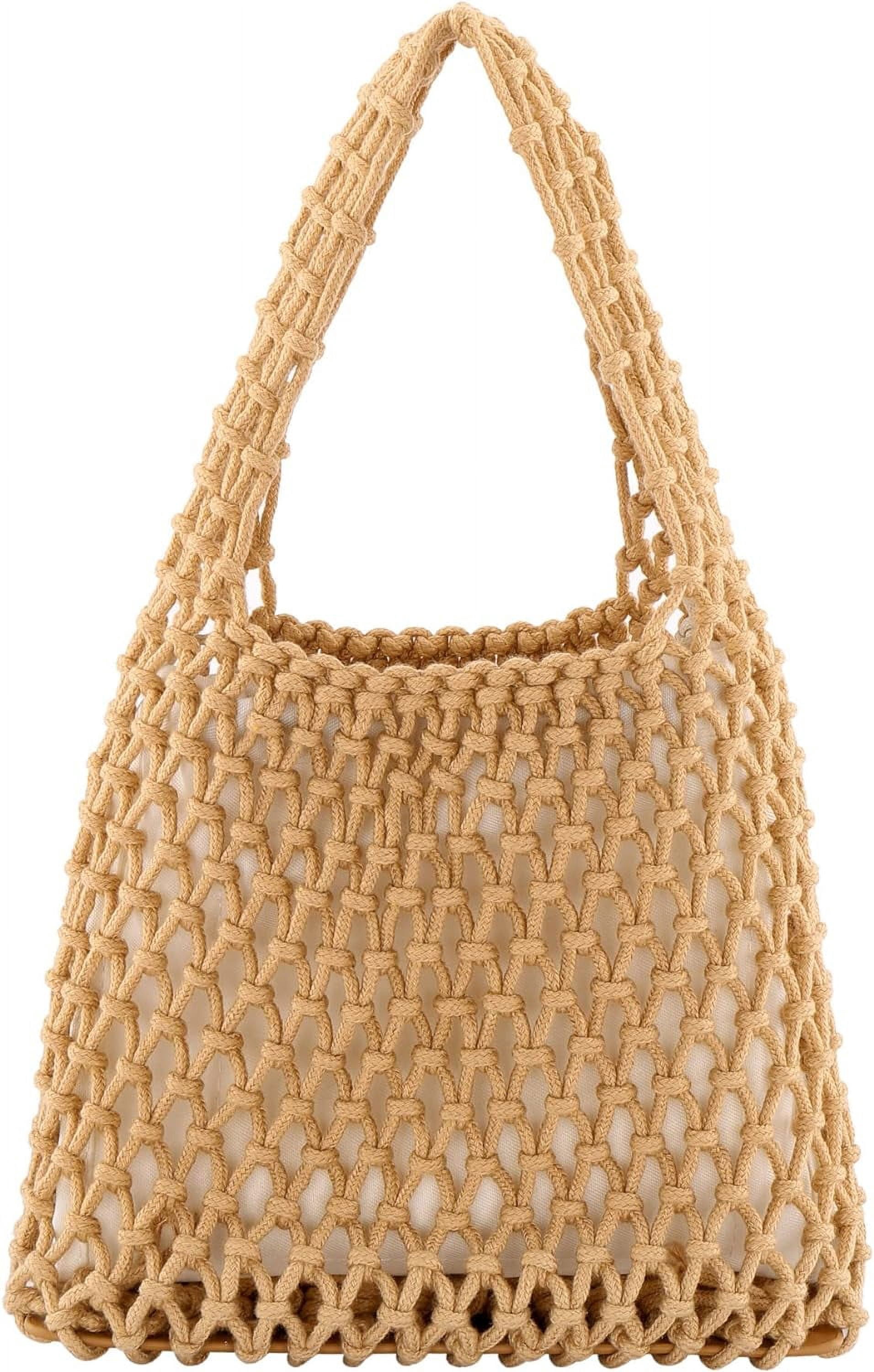 XiaoBanDeng Women Mini Clutch Handbag Tote Cotton Crochet Bucket Top ...