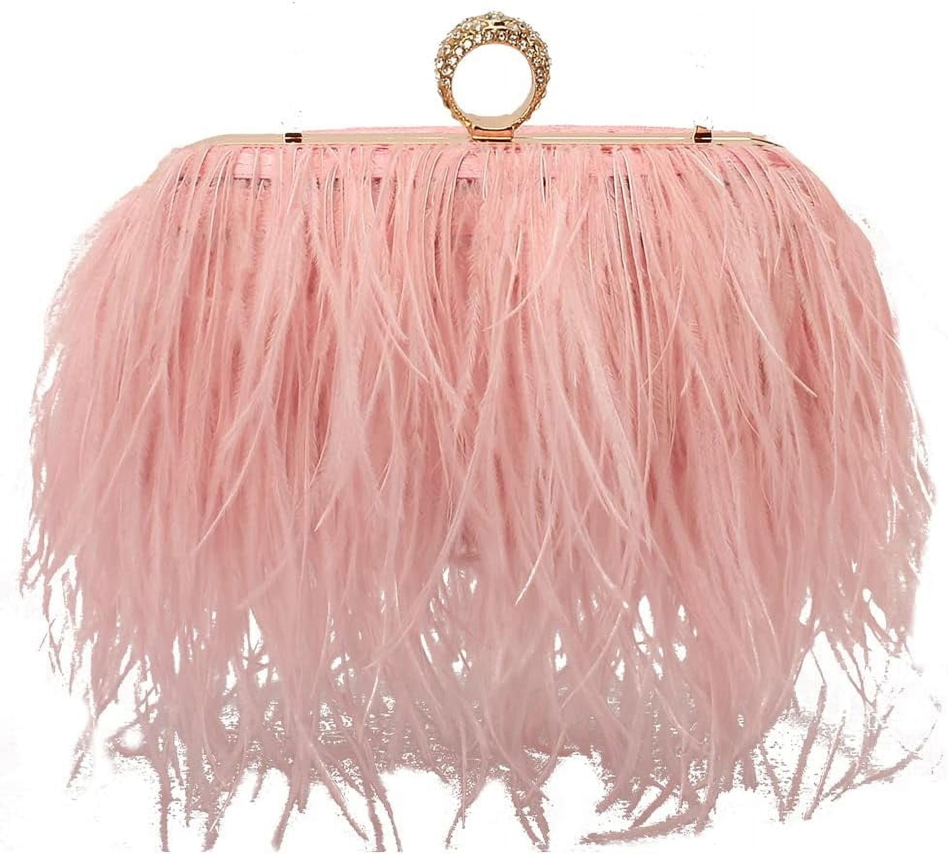 XiaoBanDeng Women Real Natural Ostrich Feather Evening Bags Purses ...