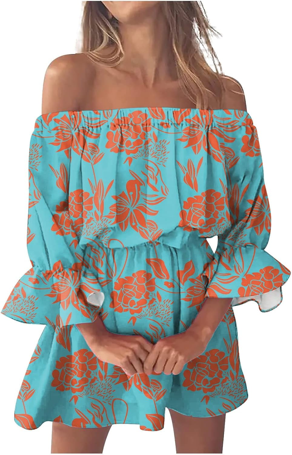 XiaoBanDeng Womens Mini Ruched Bodycon Dress Off Shoulder Sleeveless ...