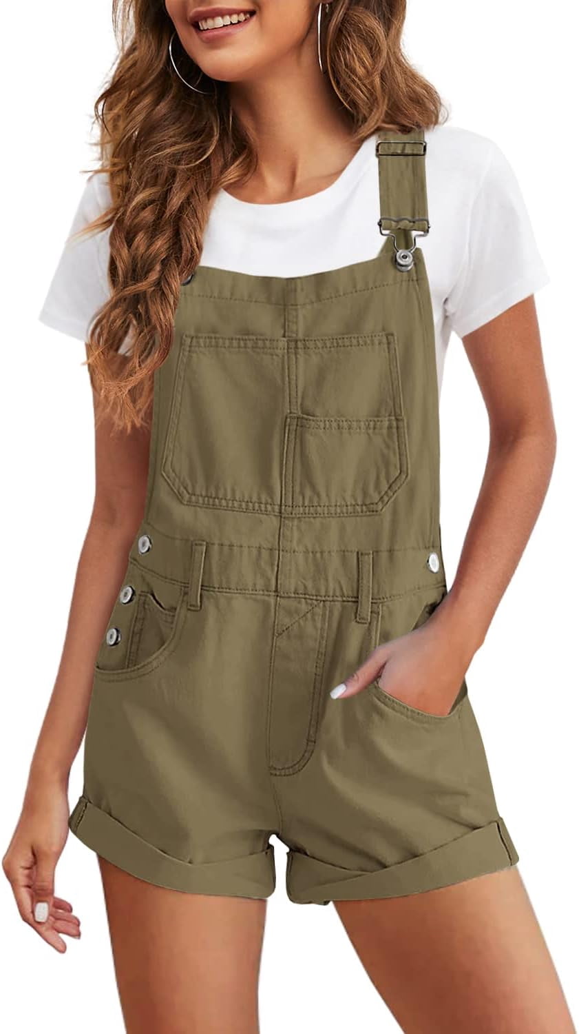 XiaoBanDeng Womens Overalls Vintage Sleeveless Rompers Adjustable Strap ...