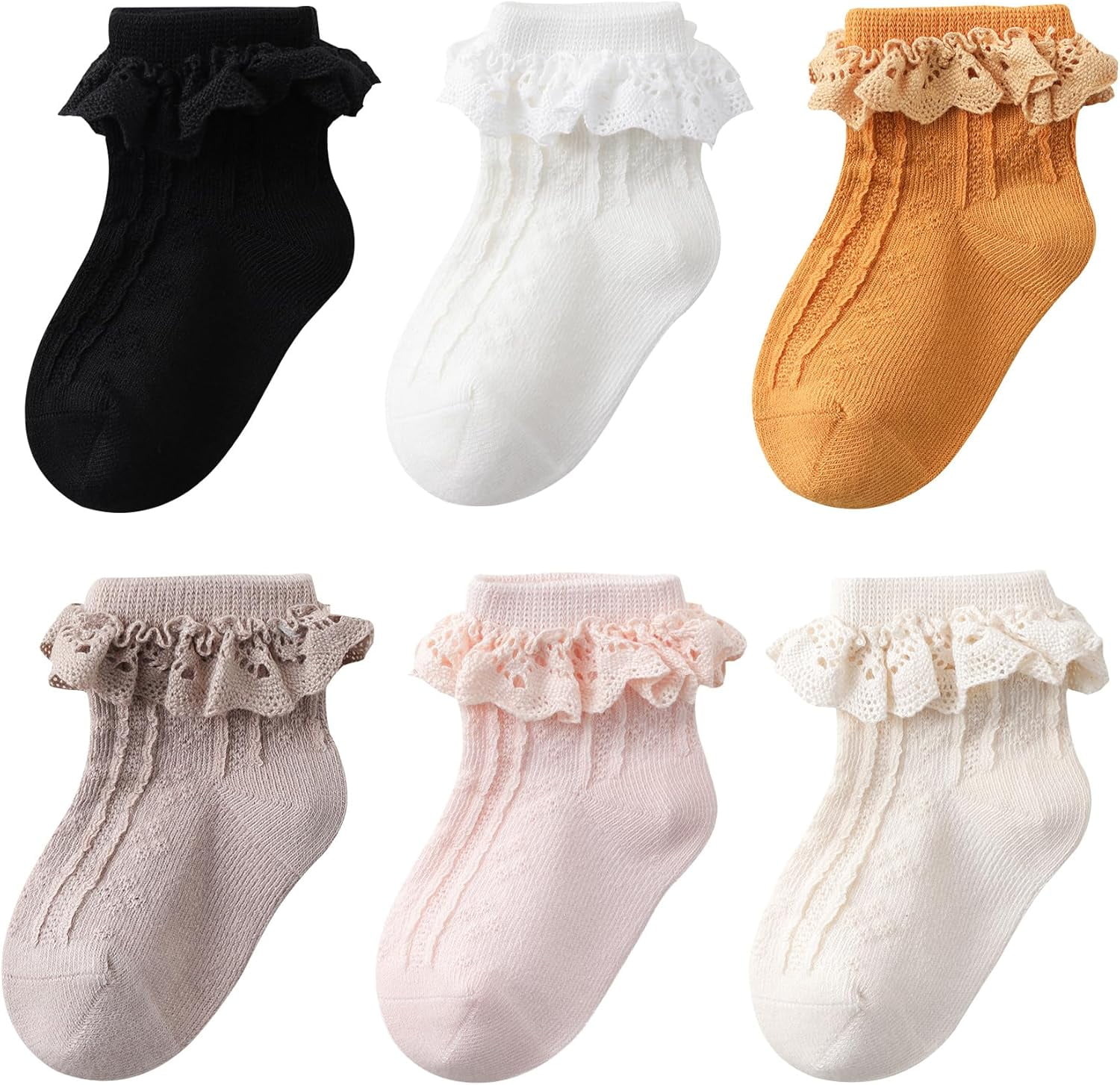 XiaoBanDeng XiaoBanDeng Baby Toddler Girls Princess Cotton Frilly Socks ...