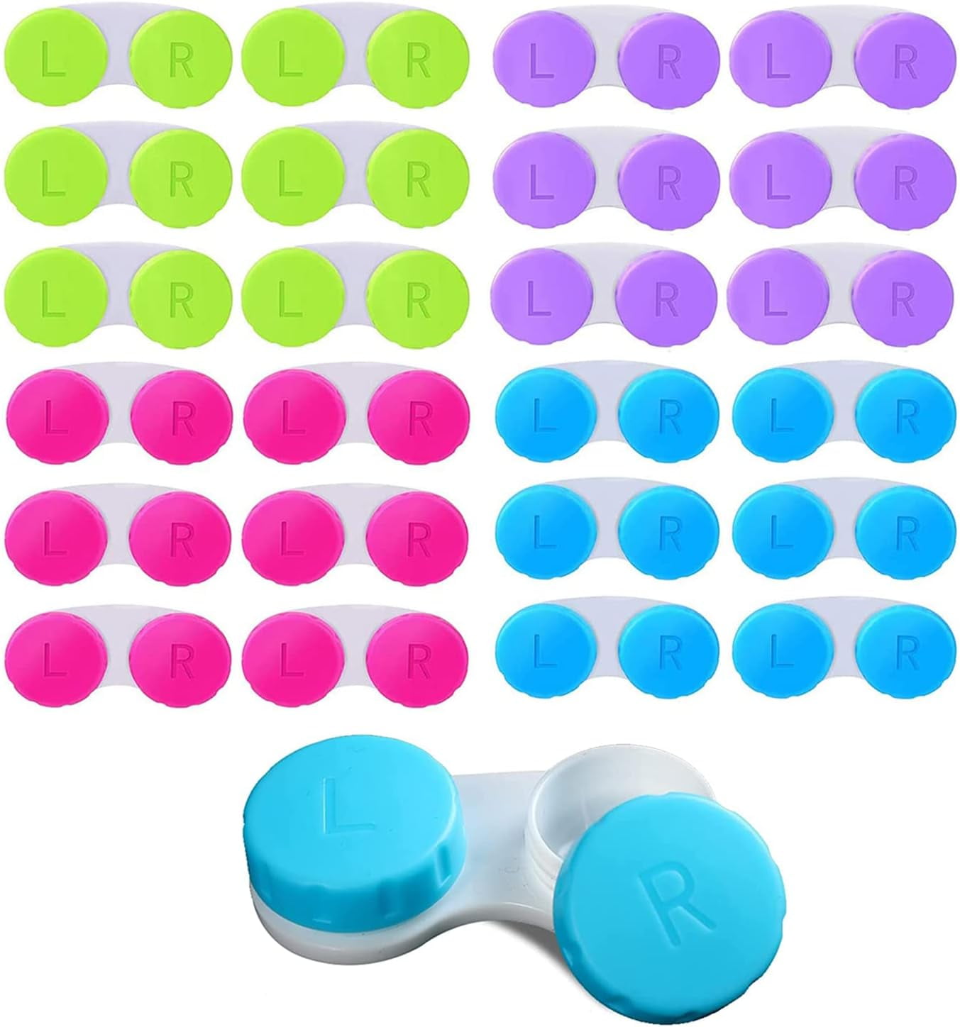 XiaoBanDeng12 Pack Colorful Contact Lens Case Box Holder Container Soak ...