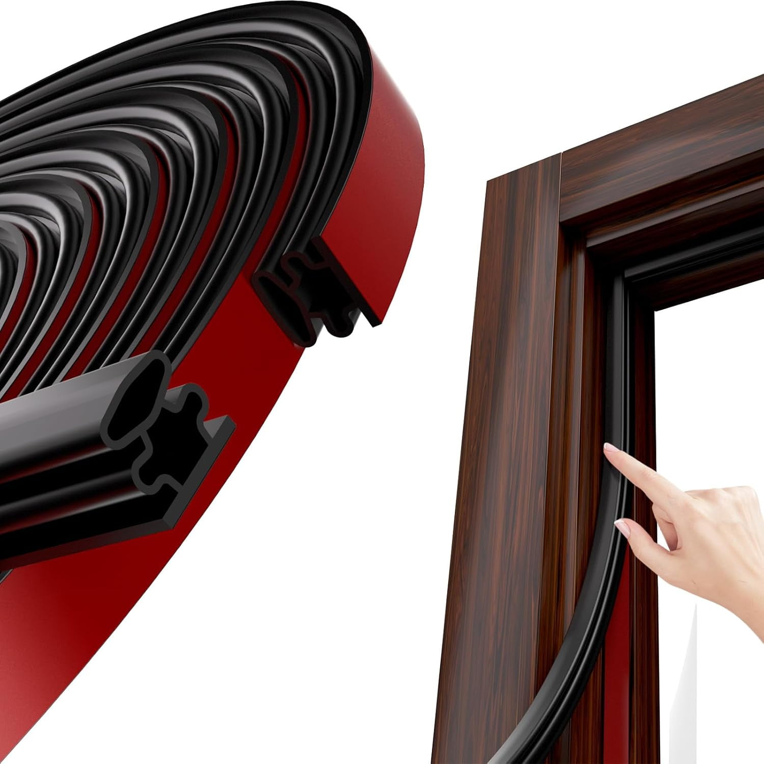 XiaoBanDengWeather Stripping, Black D-Shaped Rubber Seal Strip for Doors/Windows, Self-Adhesive ...