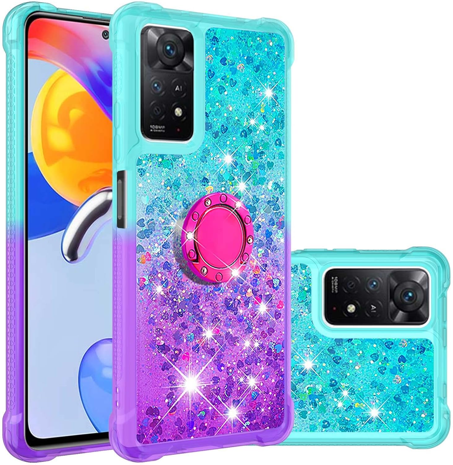 Xiaomi Redmi Note 11 Pro Case, Gradient Quicksand Series Glitter Bling ...