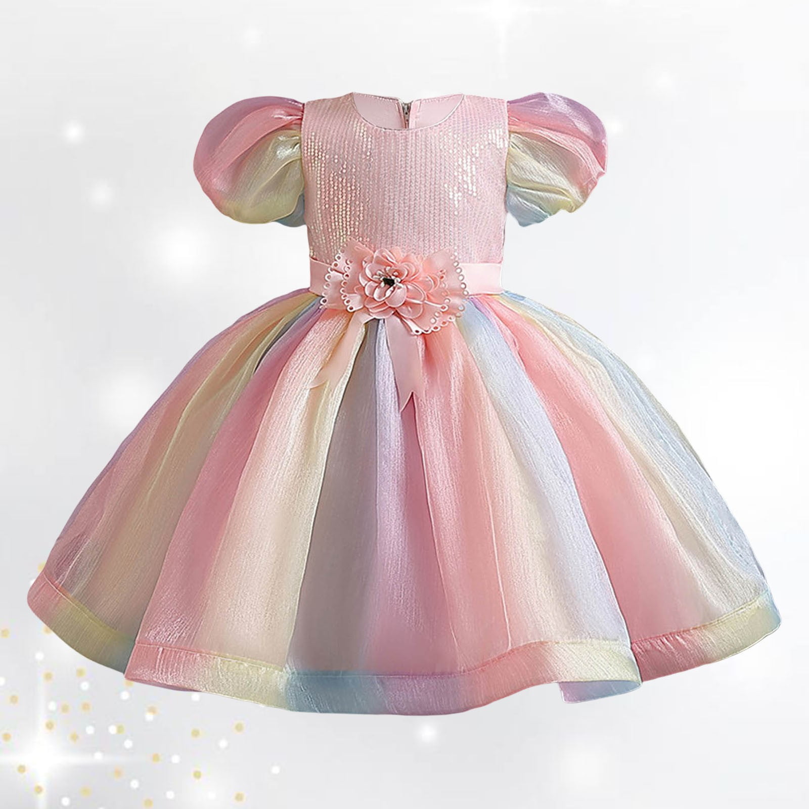 Xiaowennn Children's Mesh Dress Dress Stylish Little Girl Dress Two ...