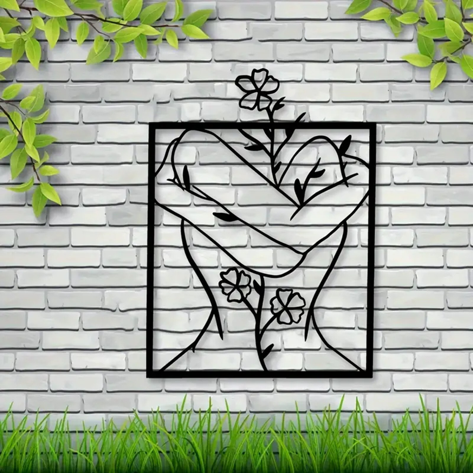 Xiaowjjj Female Body Floral Metal Wall Art Women and Floral Metal Wall ...