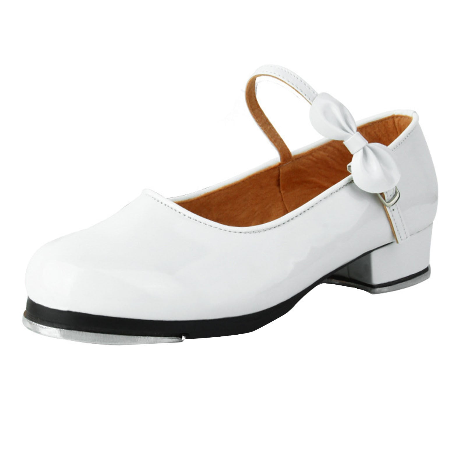 Xiaoxatg Girls Tap Dance Shoes PU Leather Easy Strap Sneakers for ...