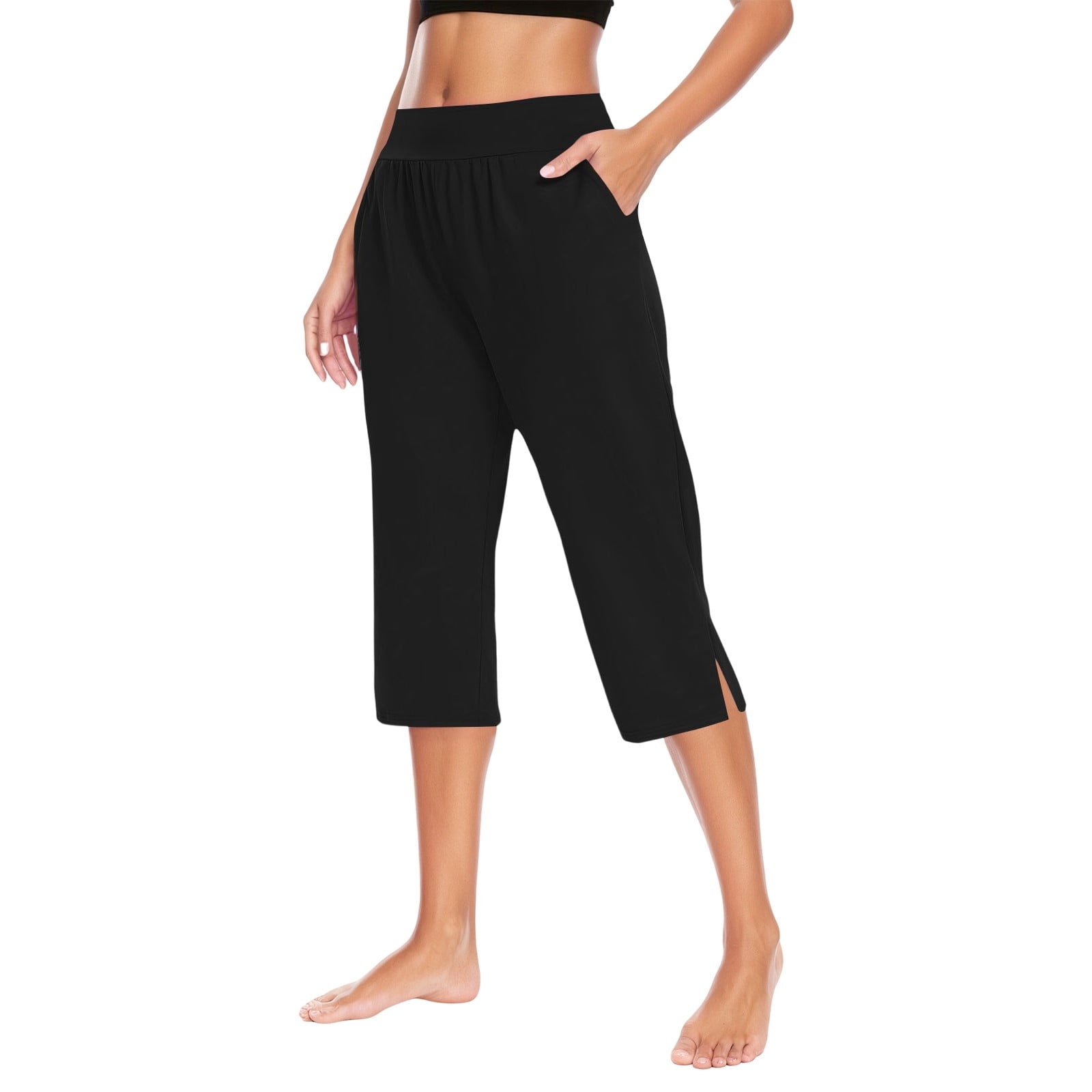 Xiaoxatg Women's Pants Casual Summer Capris For Everyday Wear With Side ...