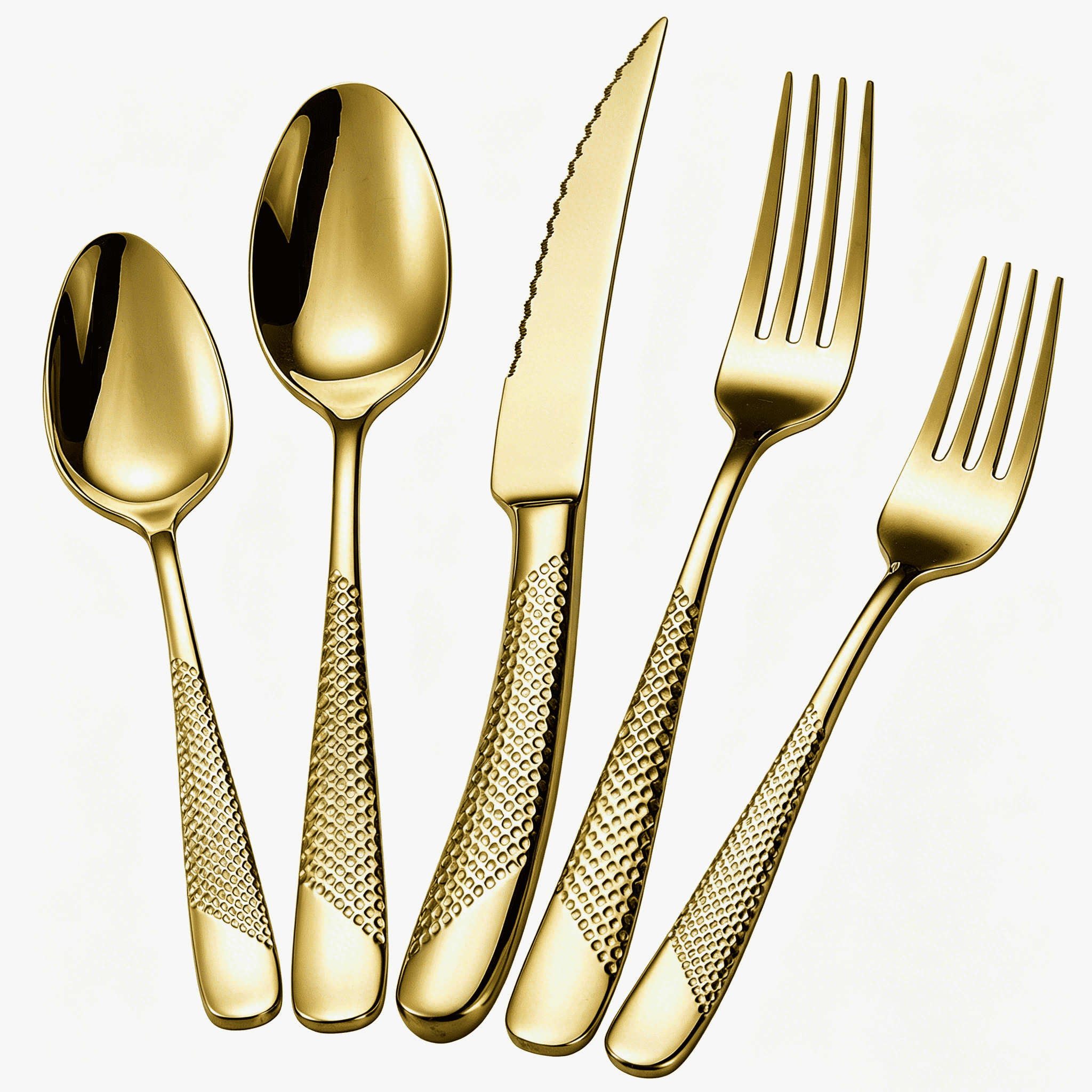 Xideman 60-Piece Champagne Gold Flatware Set with Sharp Serrated Knives ...