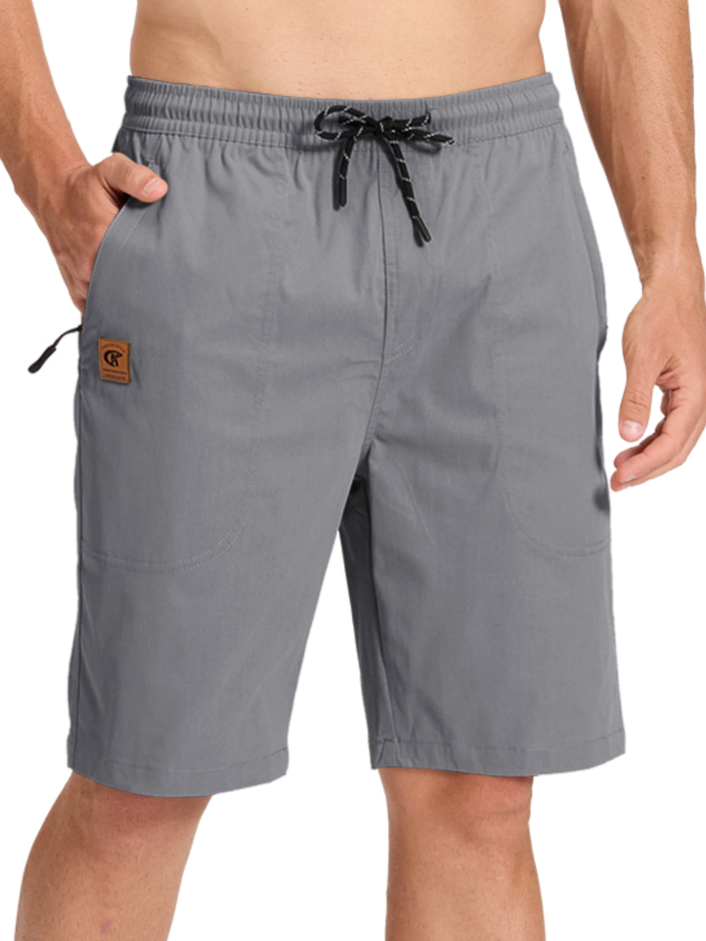 Xidunhg Men's Elastic Waist Summer Shorts, Stretch Drawstring Zipper ...