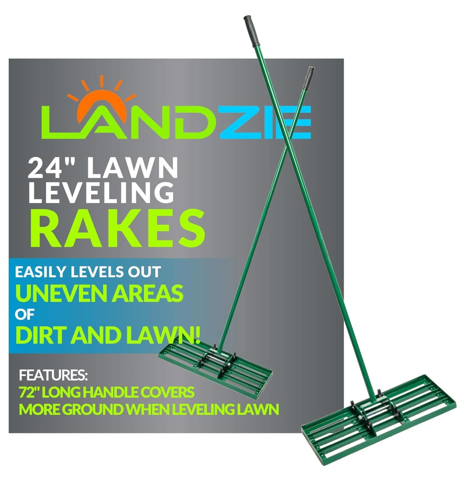 Xie Kun Lawn Leveling Rake - 24 Inch Wide 72 Inch Handle Powder Coated ...