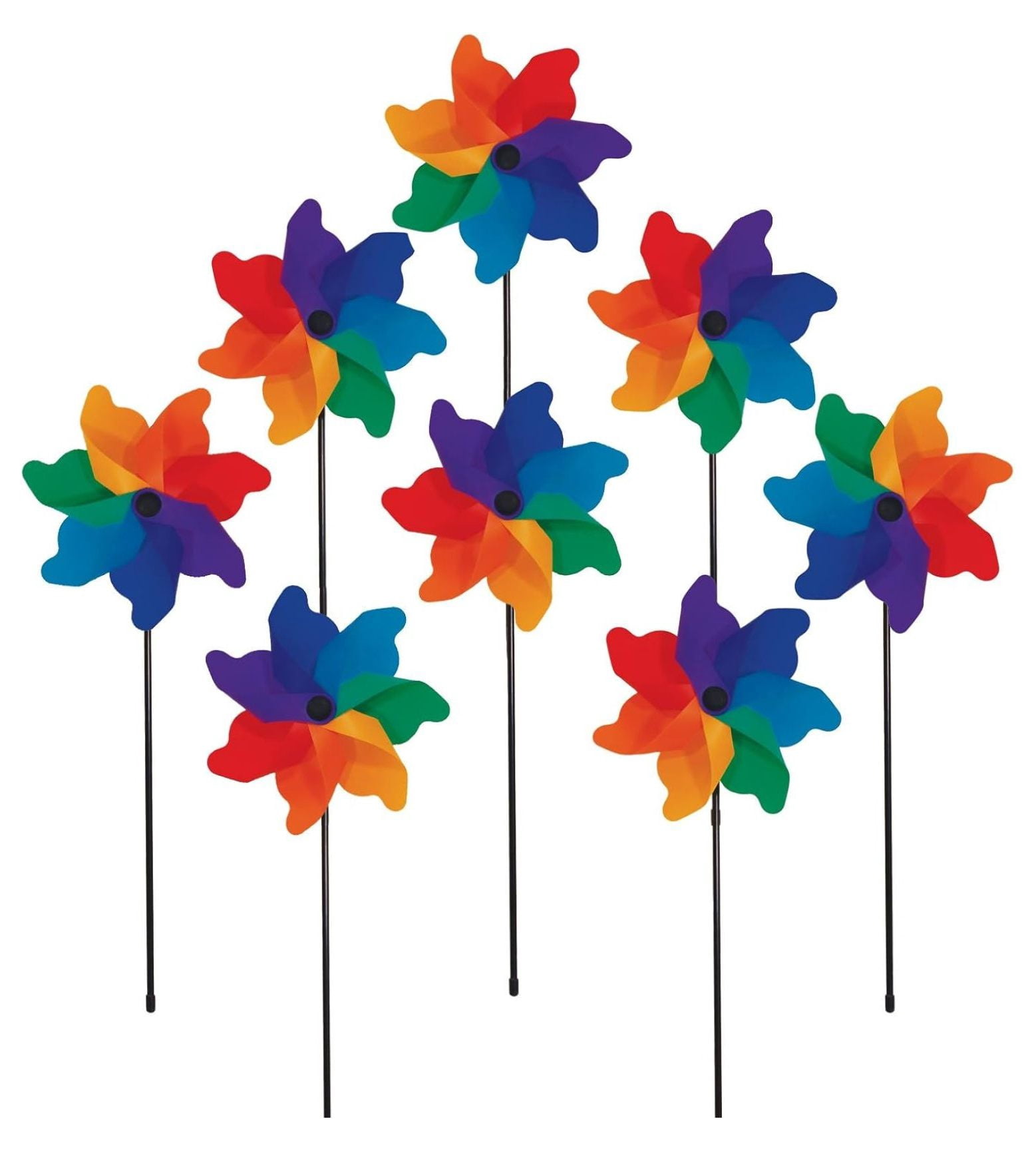 Xie Kun Pinwheel Spinner on Fiberglass Pole, Rainbow Petal Pinwheel ...