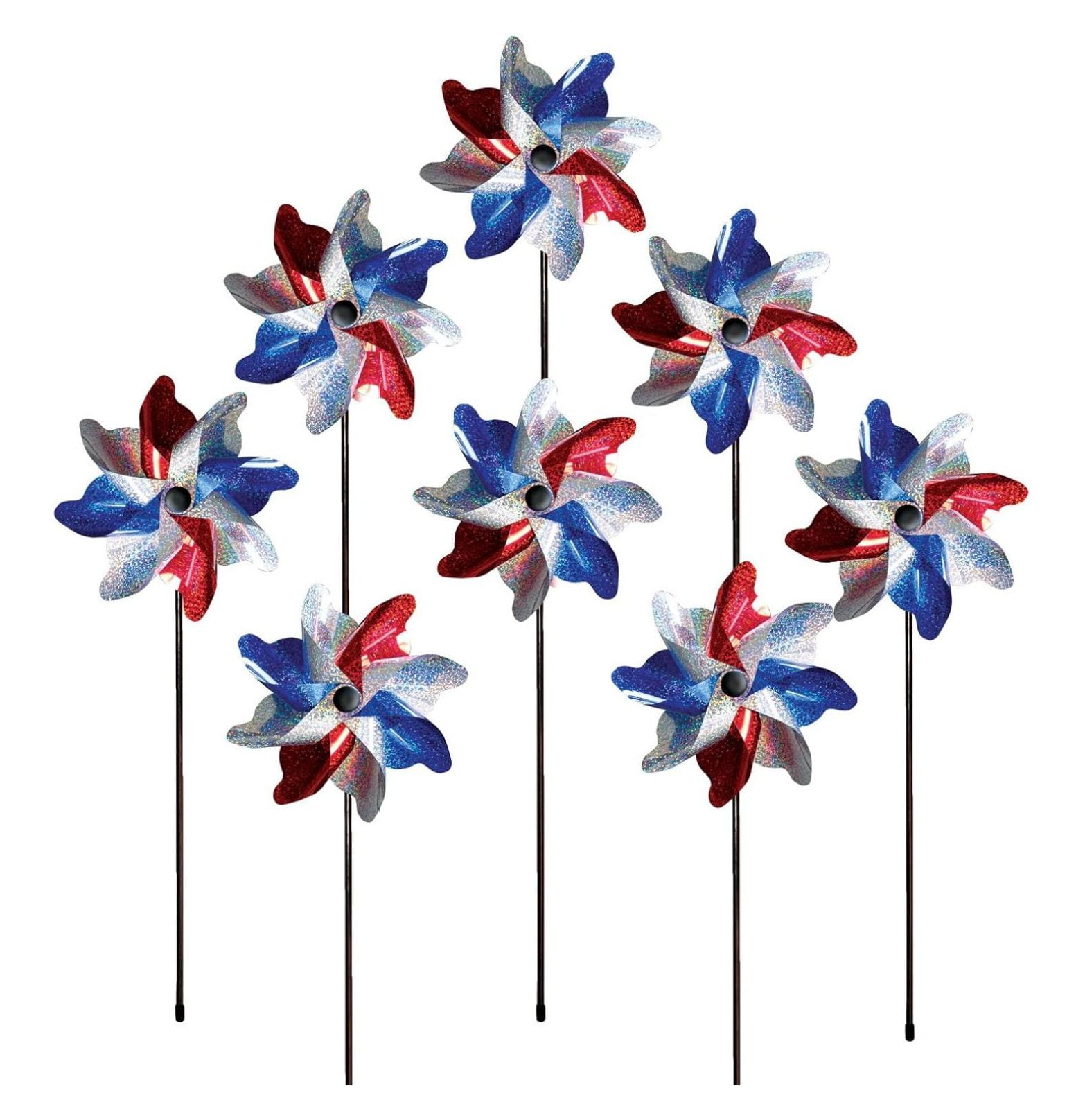 Xie Kun Pinwheel Spinner on Fiberglass Pole, Red, White & Blue Mylar ...