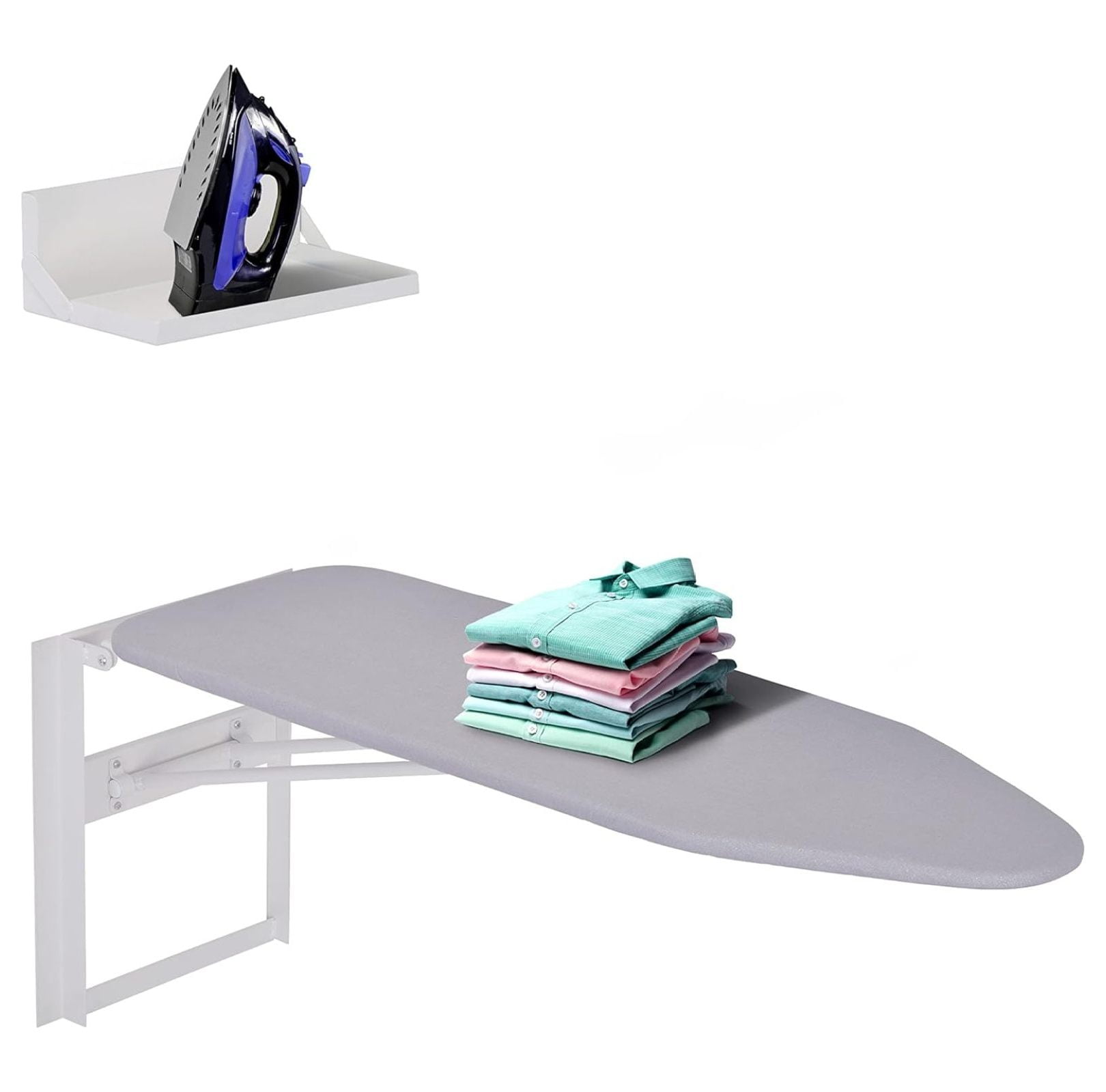 Xie Kun Wall-Mounted Ironing Board With Storage Shelf, Foldable 36.2” x 12.2”, Fold Down Ironing ...