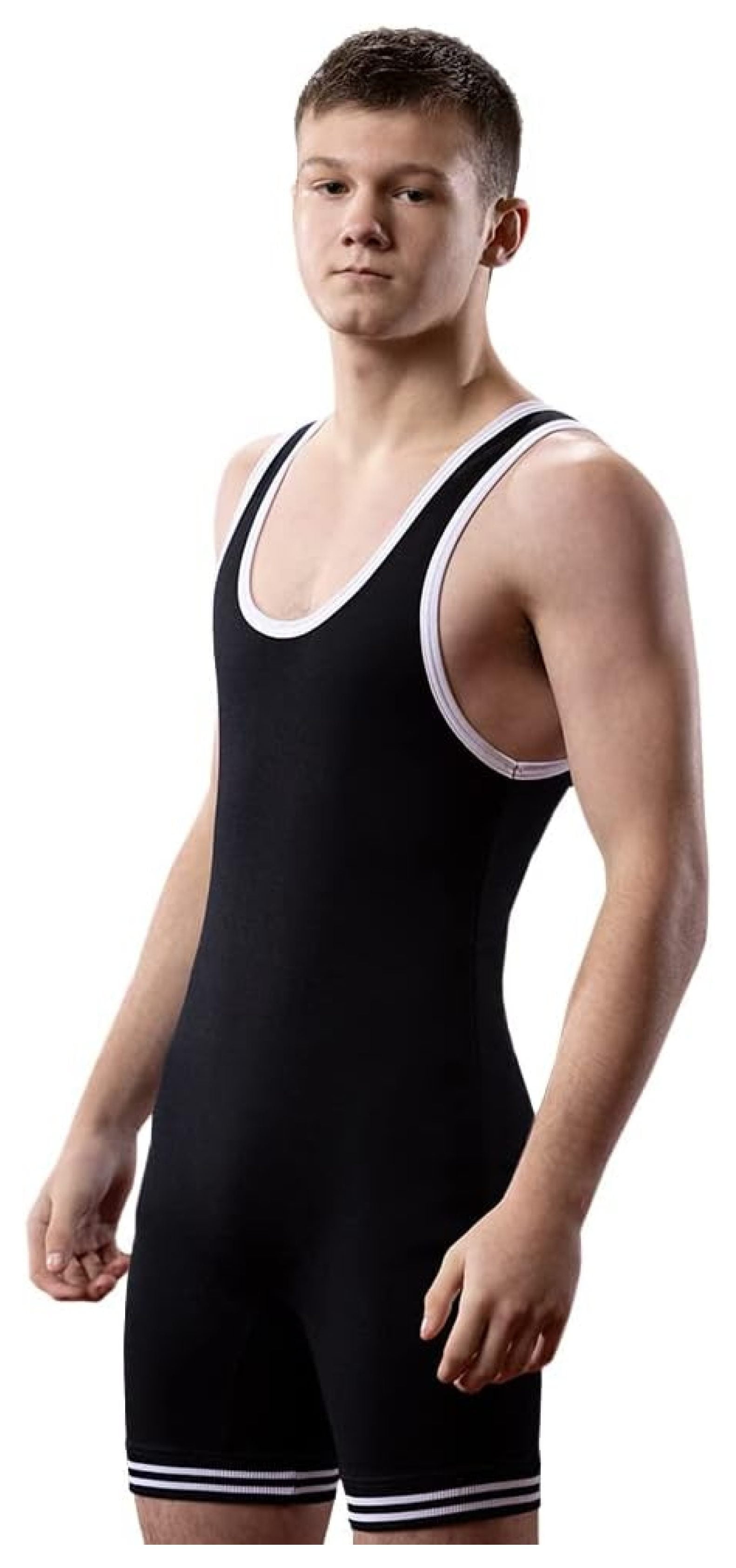 Xie Kun Wrestling Singlet Adult Men’s Double Knit Nylon Black White Weightlifting Made in USA ...
